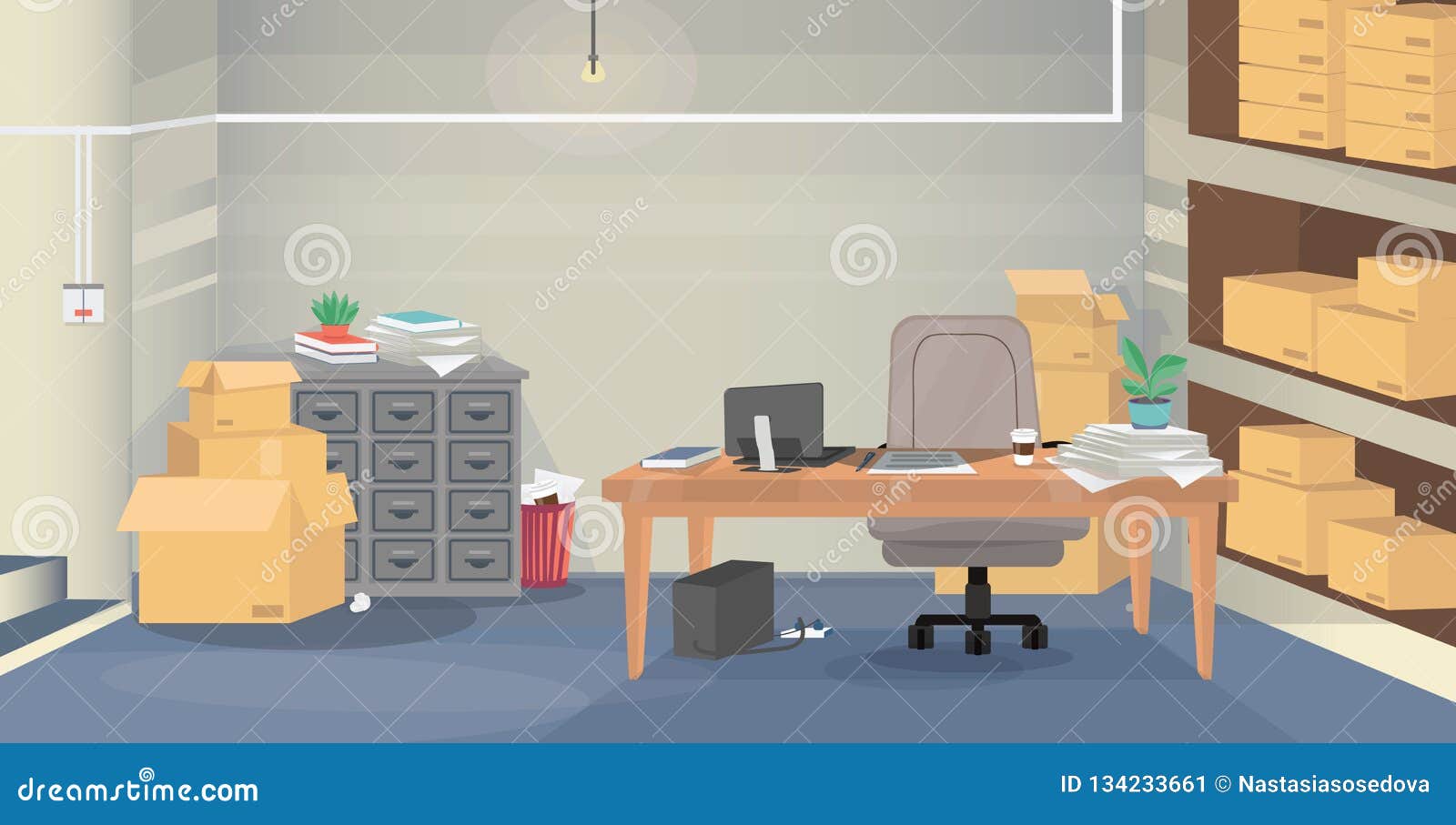 A Bad Example of a Workplace Stock Vector - Illustration of drawers ...