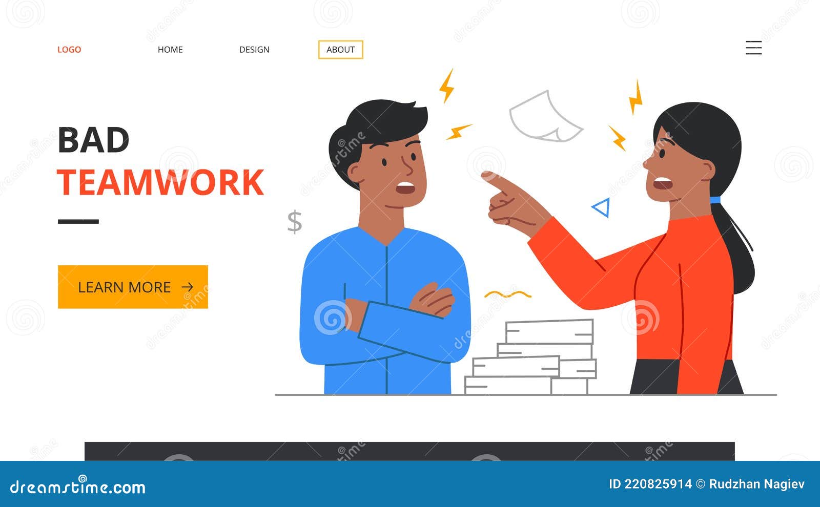 Bad, Failed Teamwork and Deception in Partnership Stock Vector ...