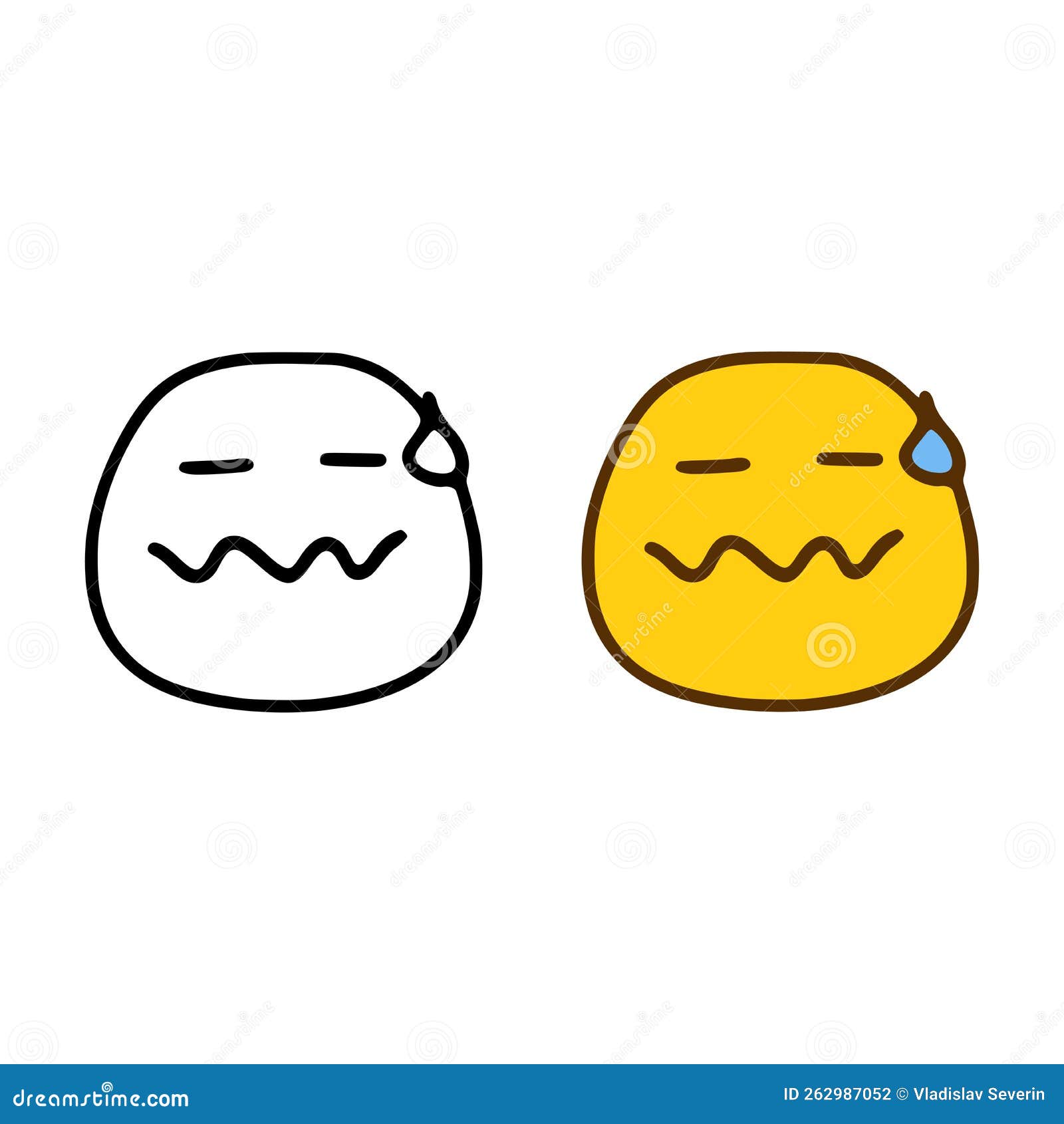 Bad Feeling Emoticon in Doodle Style Stock Illustration - Illustration ...