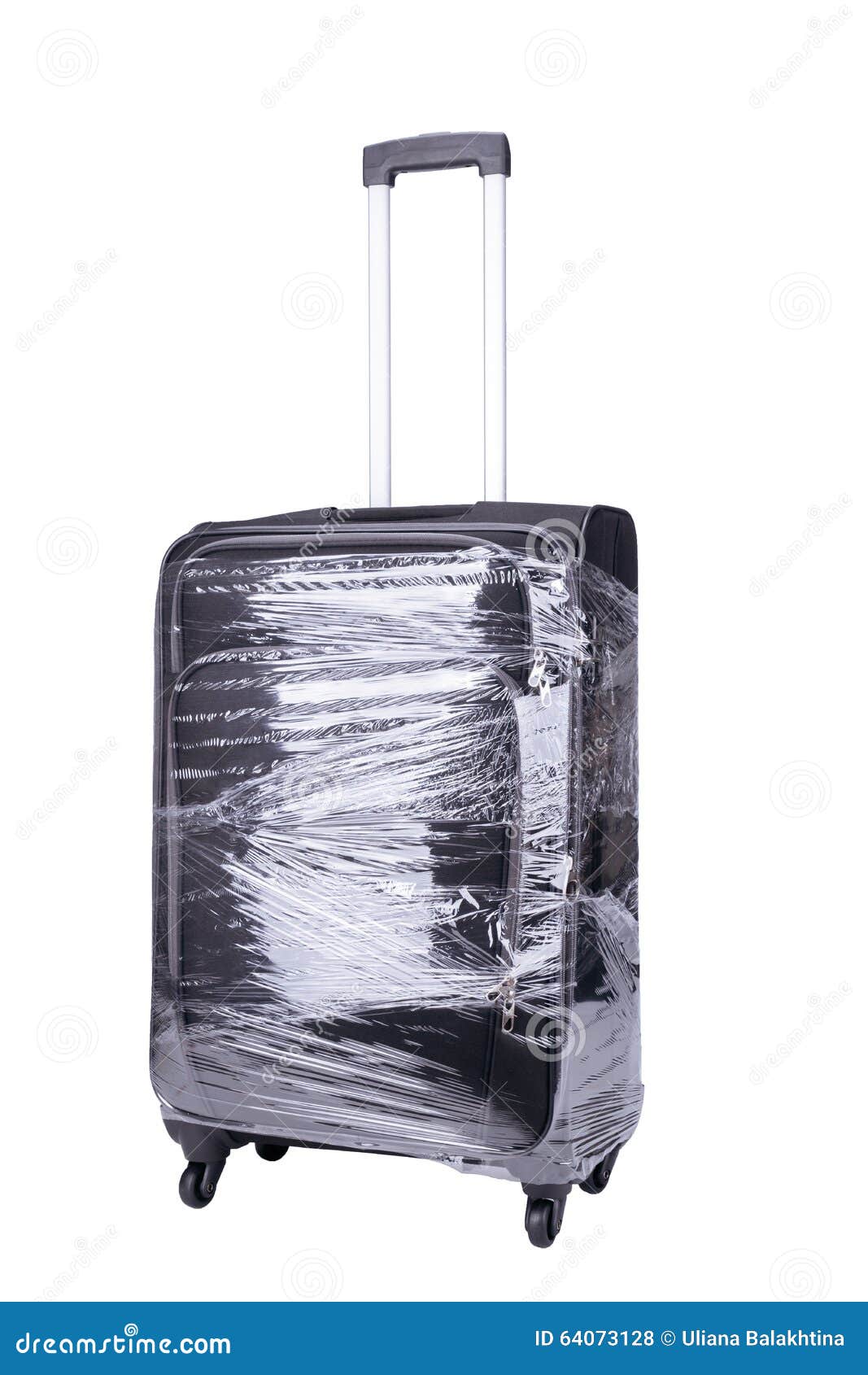 Bad film wrapped suitcase stock photo. Image of travel - 64073128