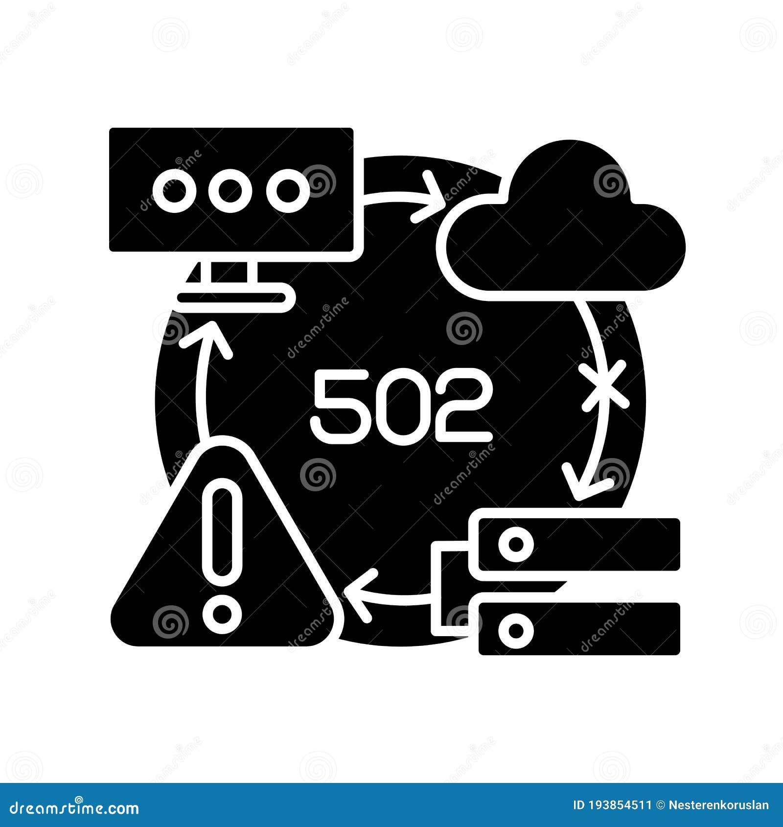 Bad Gateway Notification Black Glyph Icon Stock Vector - Illustration ...