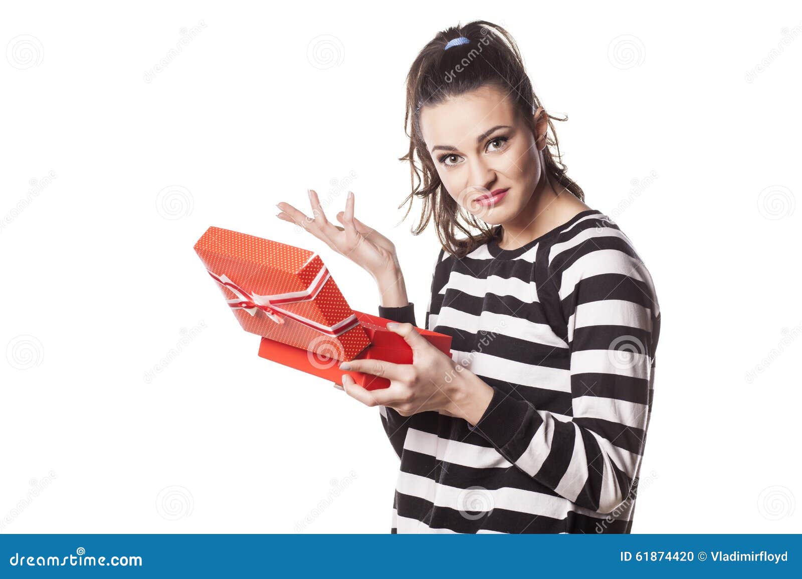Bad gift stock photo. Image of brunette, beautiful, holding - 61874420