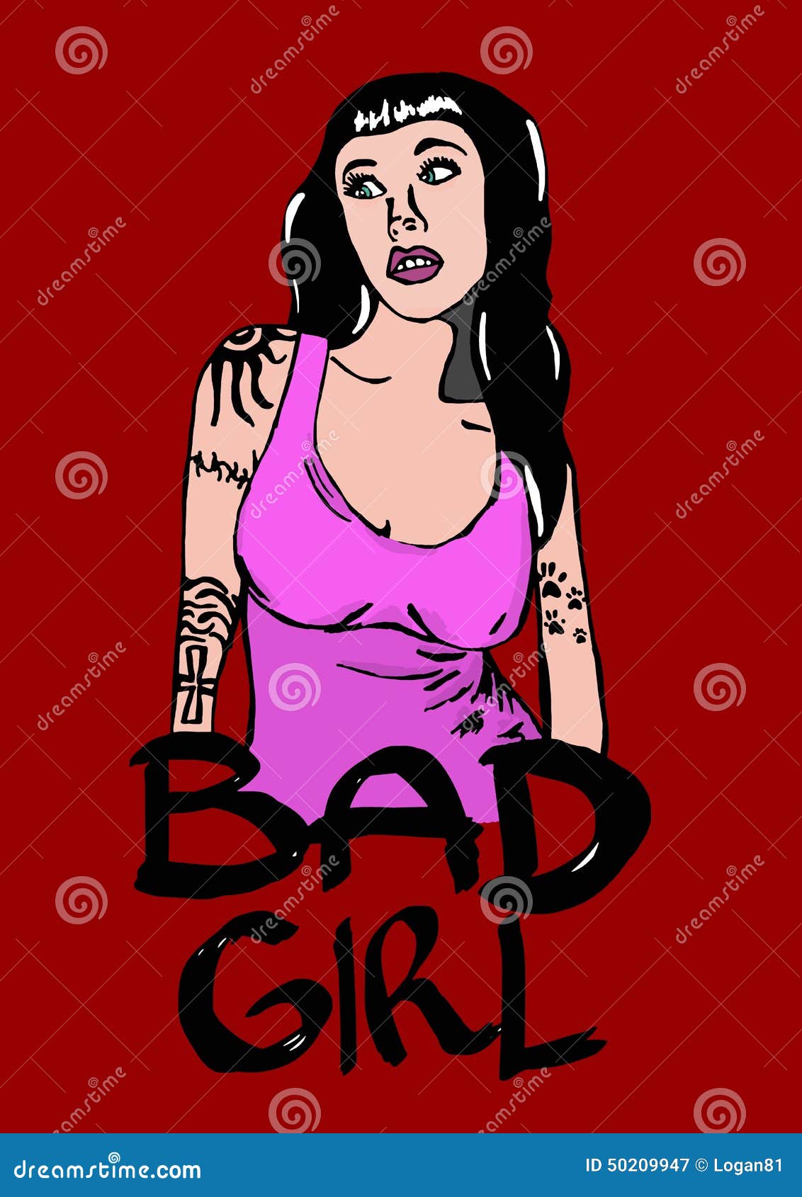Bad girl stock illustration. Illustration of moon, comic - 50209947