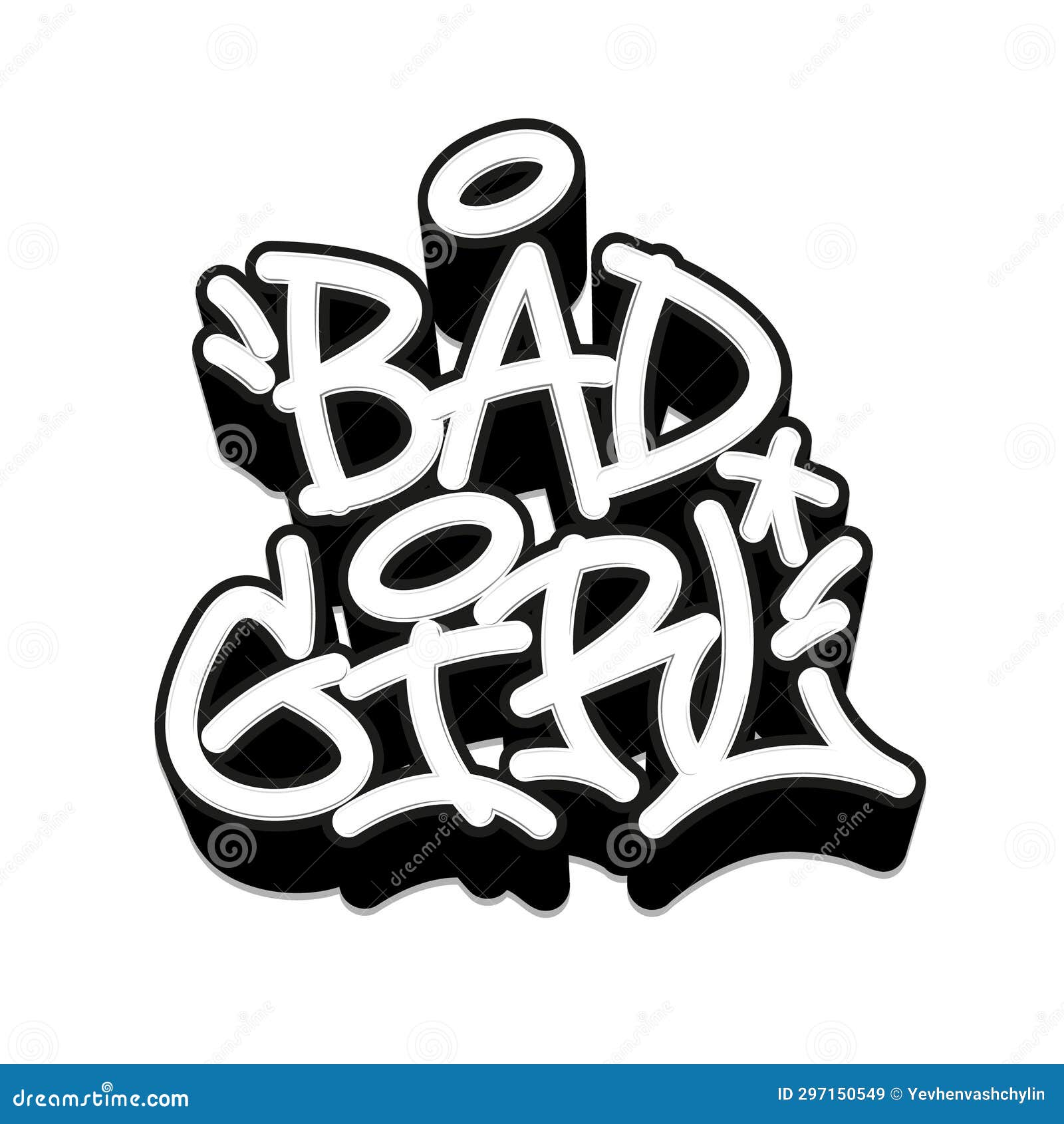 Bad Girl Tag Graffiti Style Label Lettering. Vector Illustration Stock ...