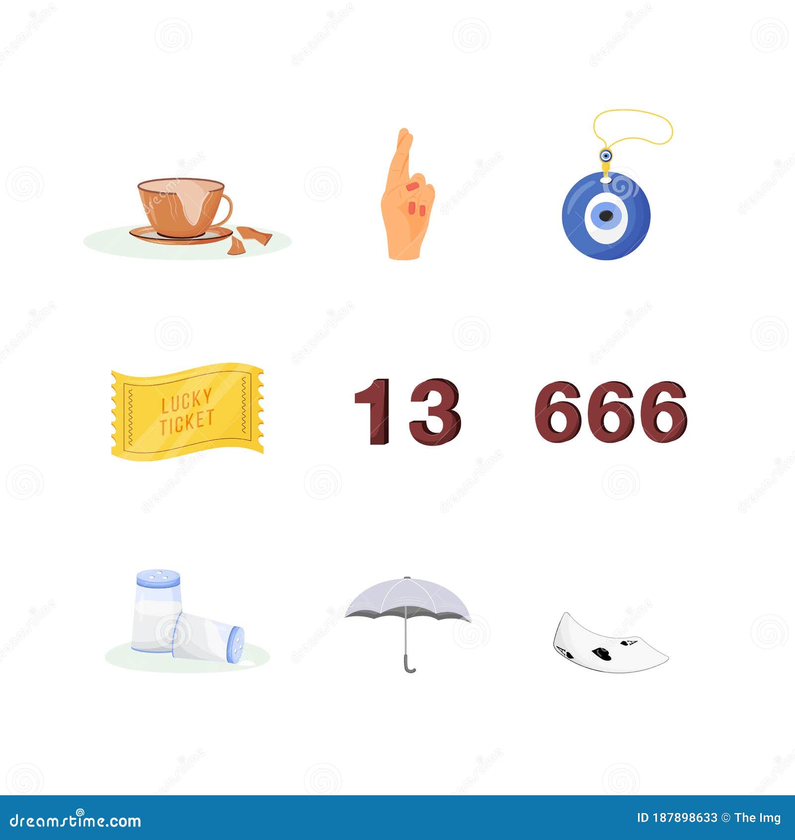 Bad and Good Fortune Symbols Flat Color Vector Objects Set Stock Vector ...