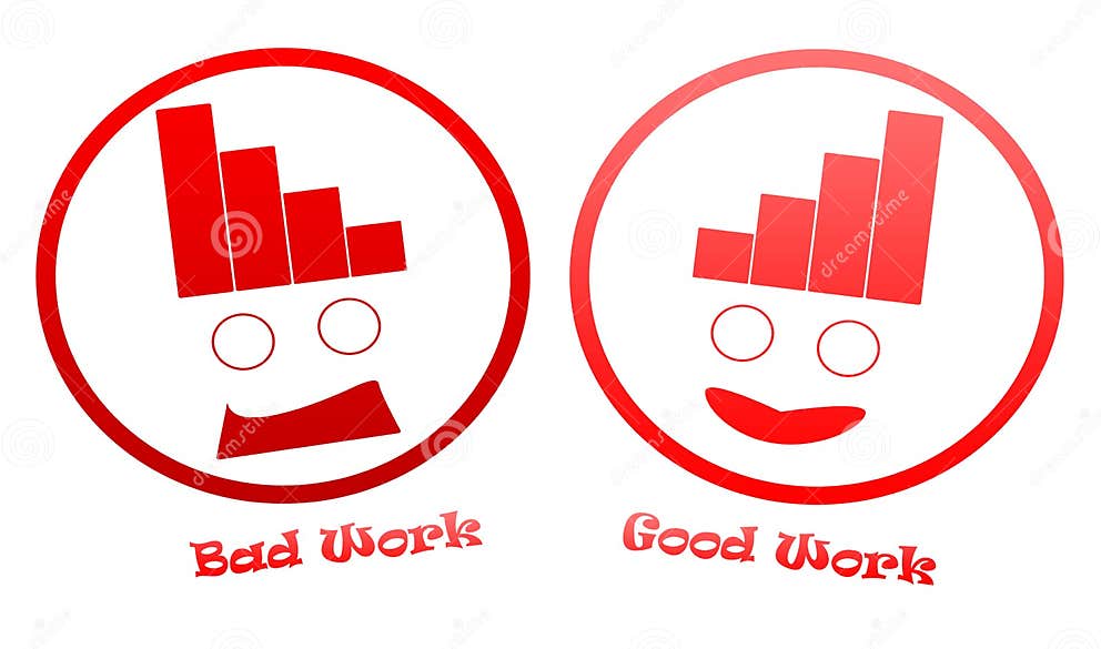 Bad and Good Work Icons stock illustration. Illustration of ...