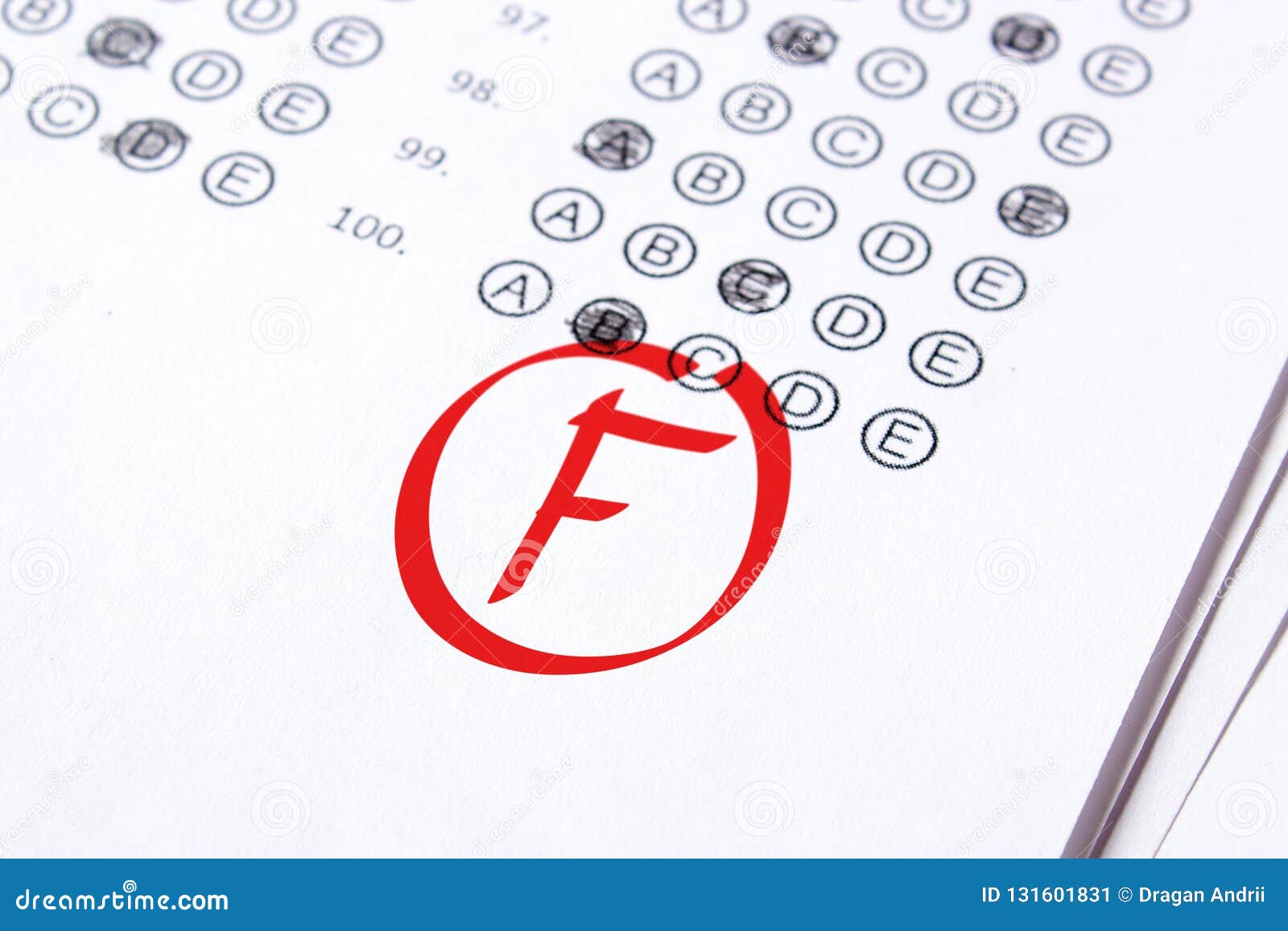 Bad Grade F is Written with Red Pen on the Tests Stock Image - Image of ...