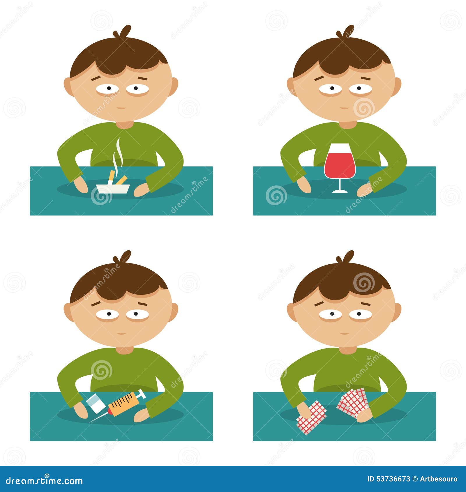 Bad Habits. Flat Vector Illustration Stock Vector - Illustration of ...