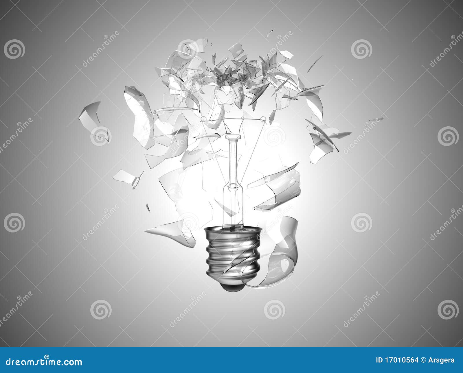 Bad Idea. Crushed Lightbulb Over Grey Stock Illustration - Illustration ...
