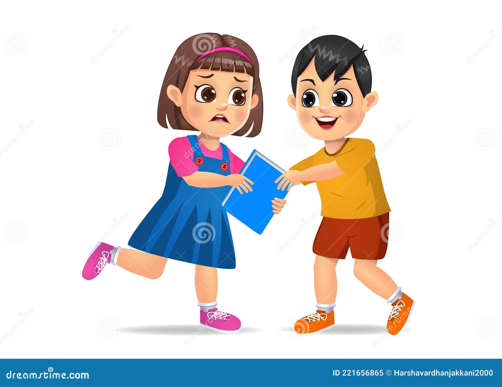 Bad Kid Taking Book from His Friend Forcefully Stock Vector ...