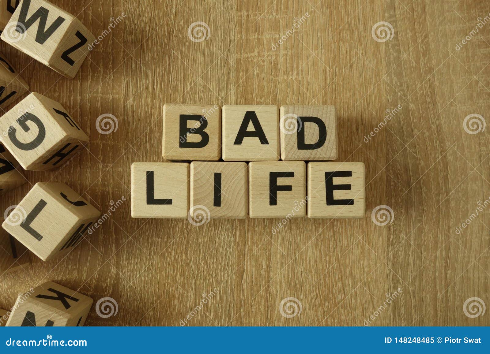 Bad Life Text from Wooden Blocks Stock Image - Image of devastated ...