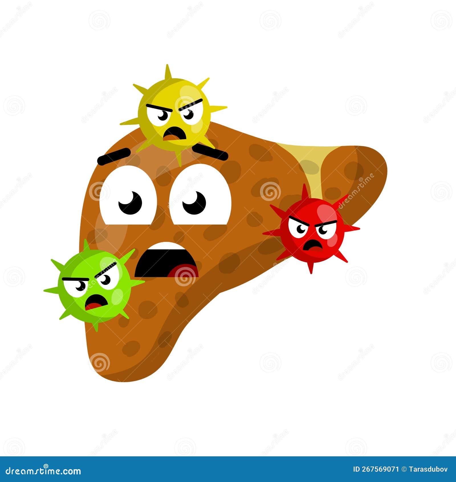 Bad Liver. Attack Germs and Cirrhosis of Liver Stock Vector ...