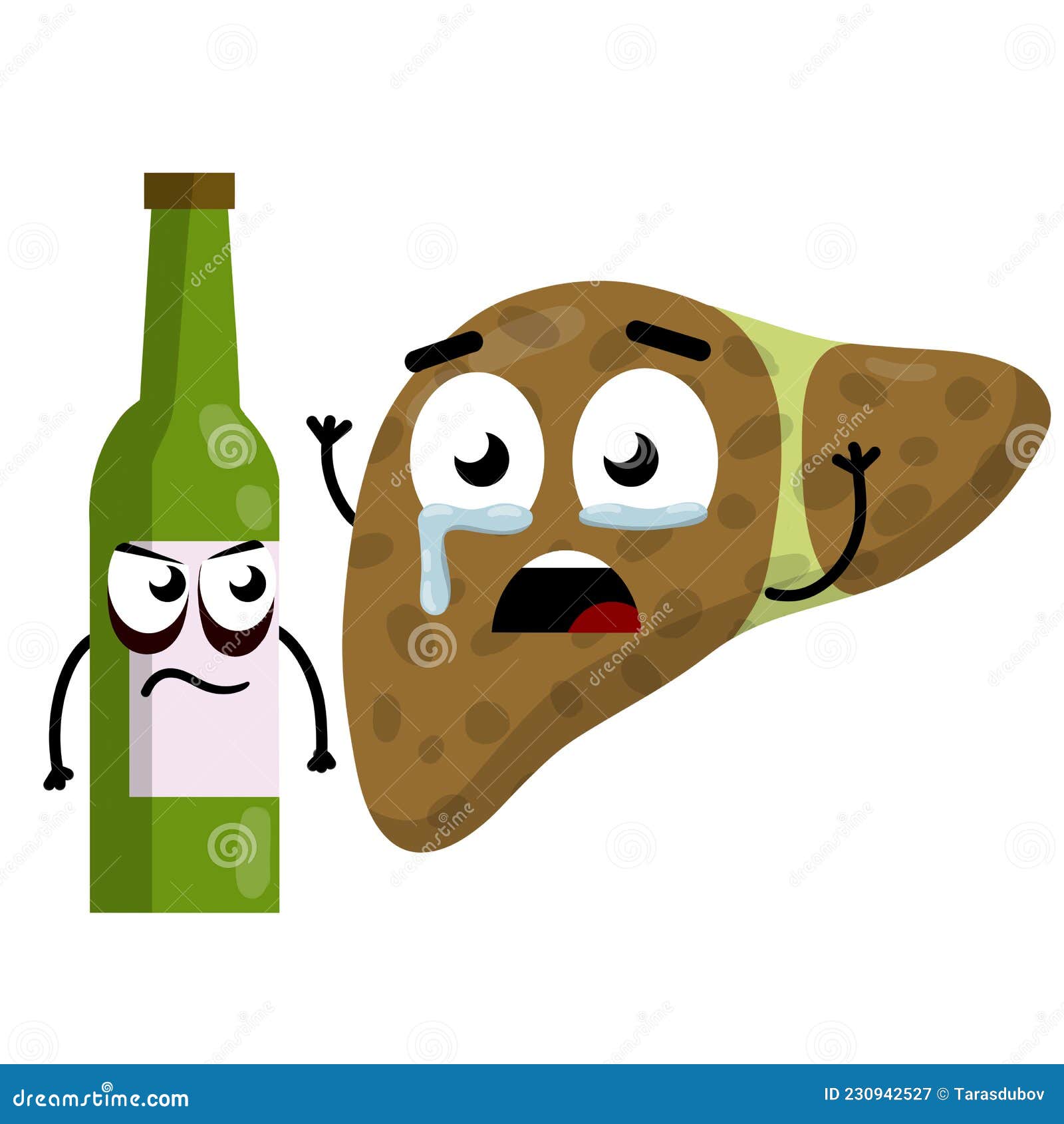 Bad Liver. Sad Internal Organ of Person. Stock Vector - Illustration of ...