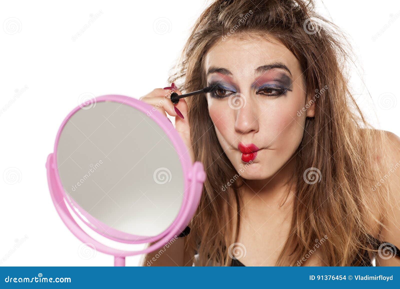 Bad makeup stock photo. Image of front, messy, adult - 91376454