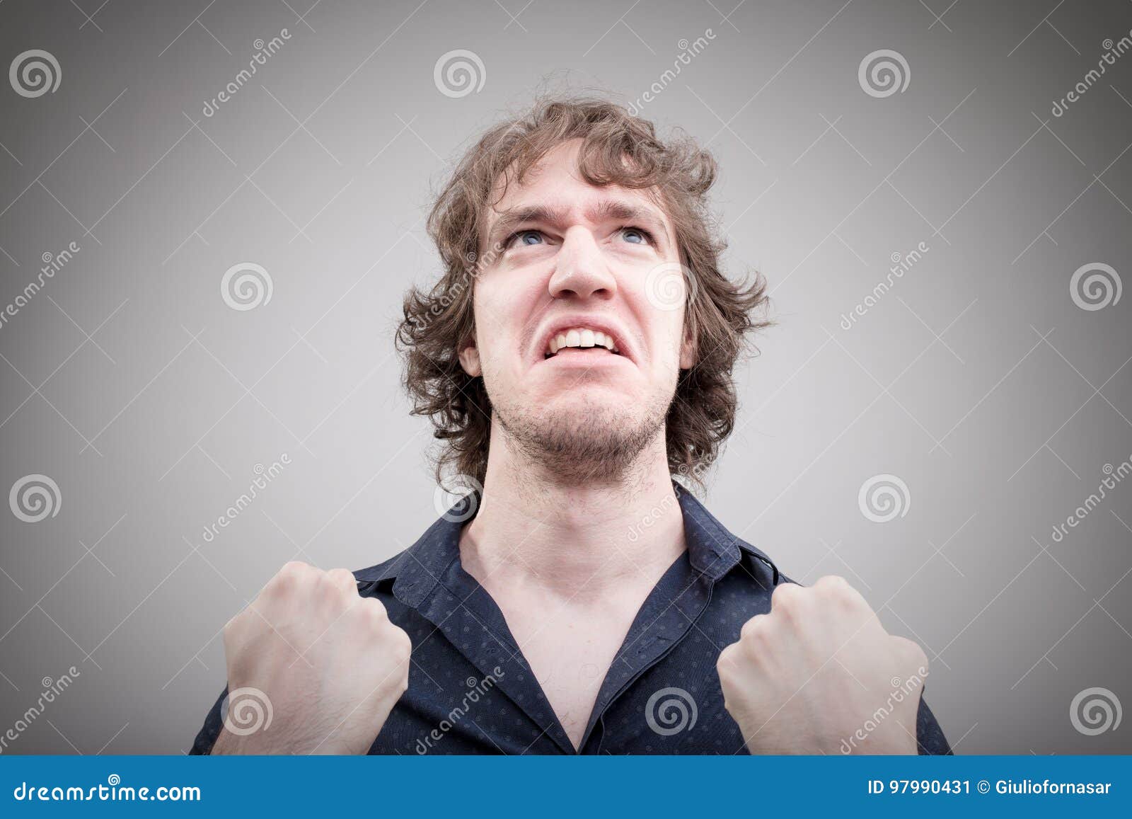 Bad Man Expressing Anger with Face and Hands Stock Image - Image of ...