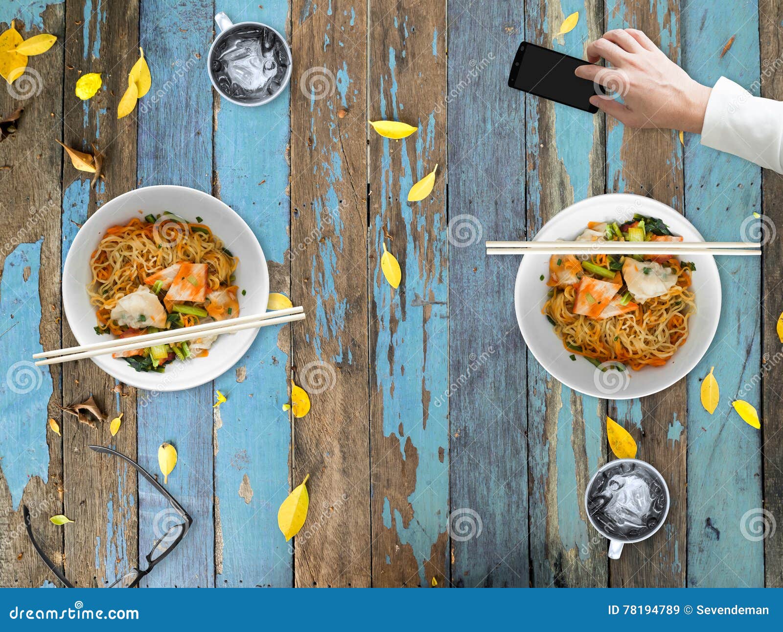 Bad Manner of Using Smartphone while Eating. Stock Image - Image of ...