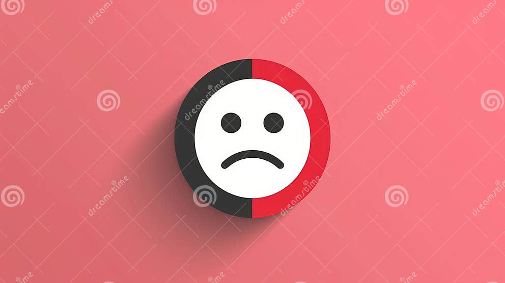 Bad Mood Icon on Soft Red Background Stock Illustration - Illustration ...