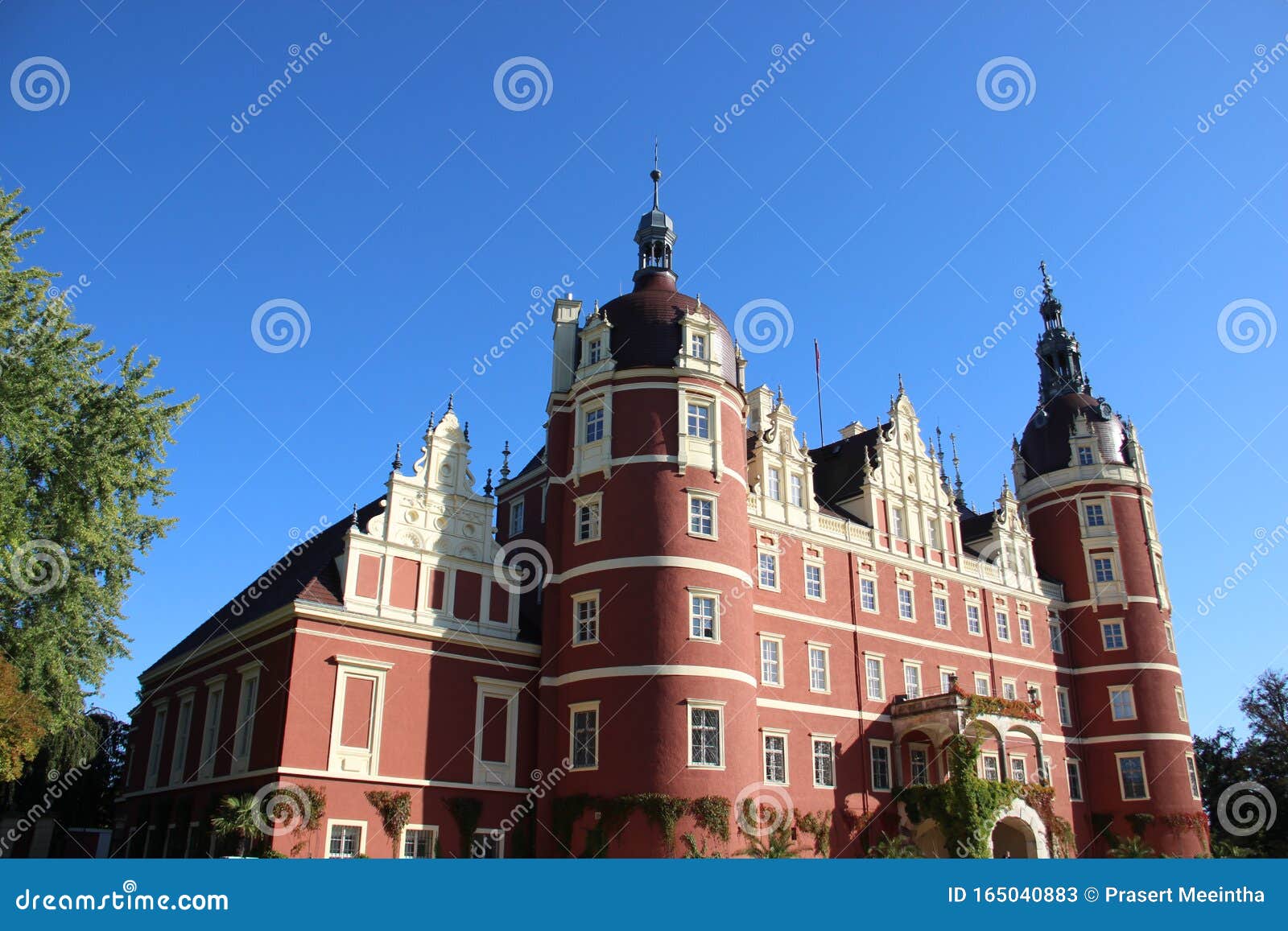 Bad Muskau Castle. Pink Building Stock Image - Image of gray ...