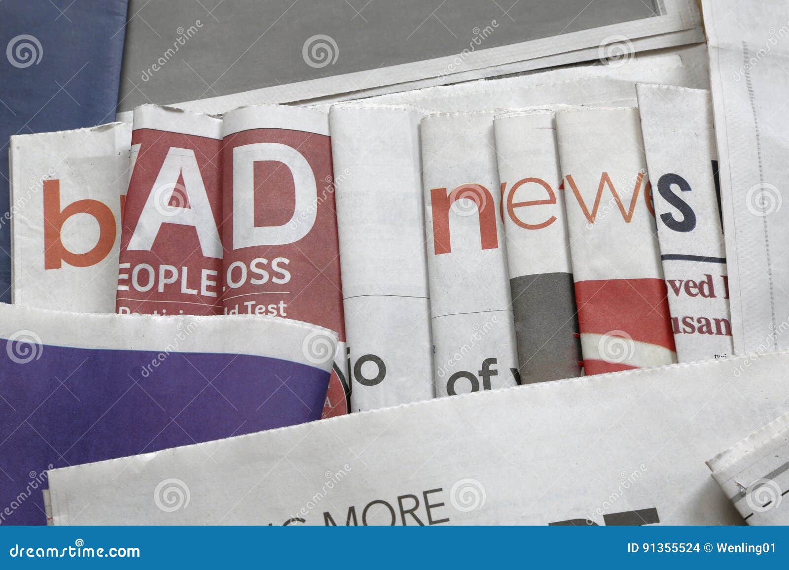 Bad News on Newspapers Background Stock Photo - Image of media ...