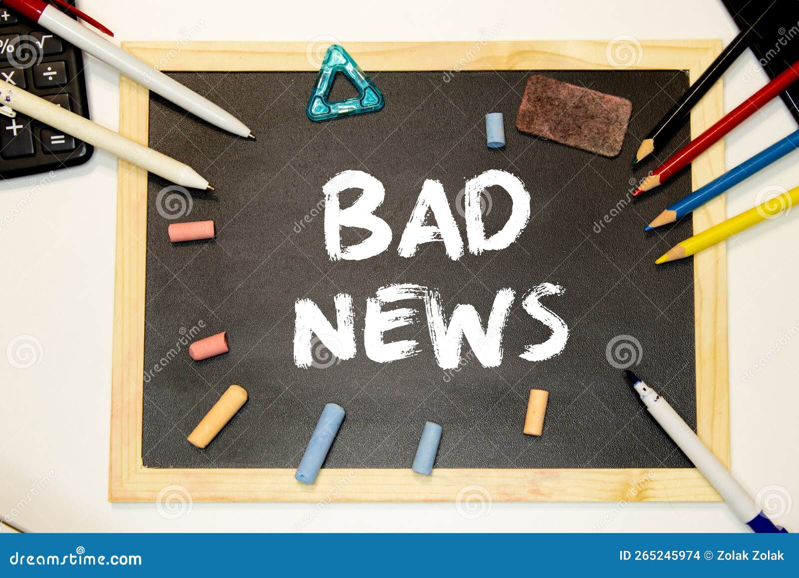 Bad News Written on Chalkboard, Concept Message Stock Photo - Image of ...