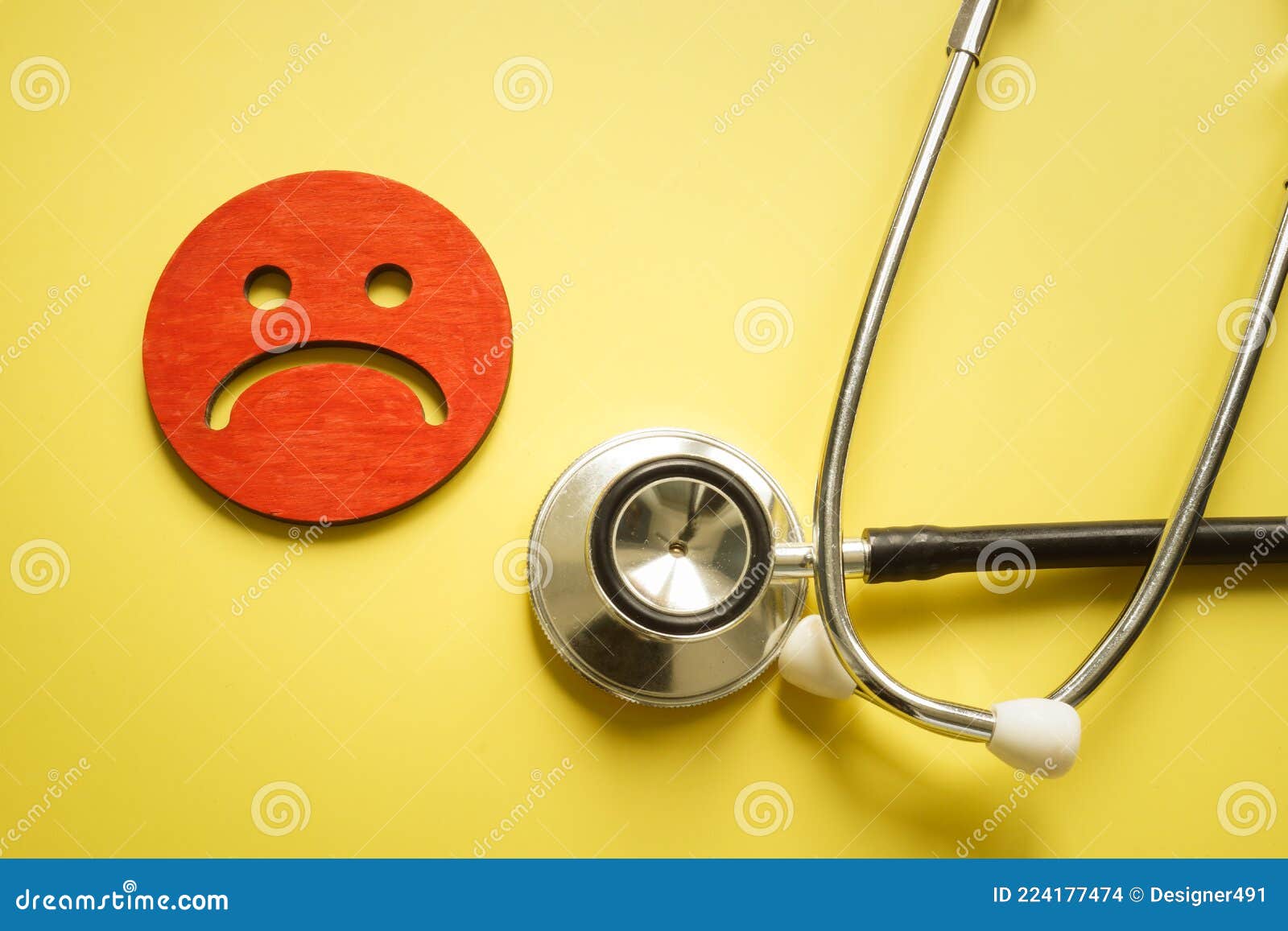 Bad Patient Satisfaction Concept. Stethoscope and Sad Unhappy Face ...