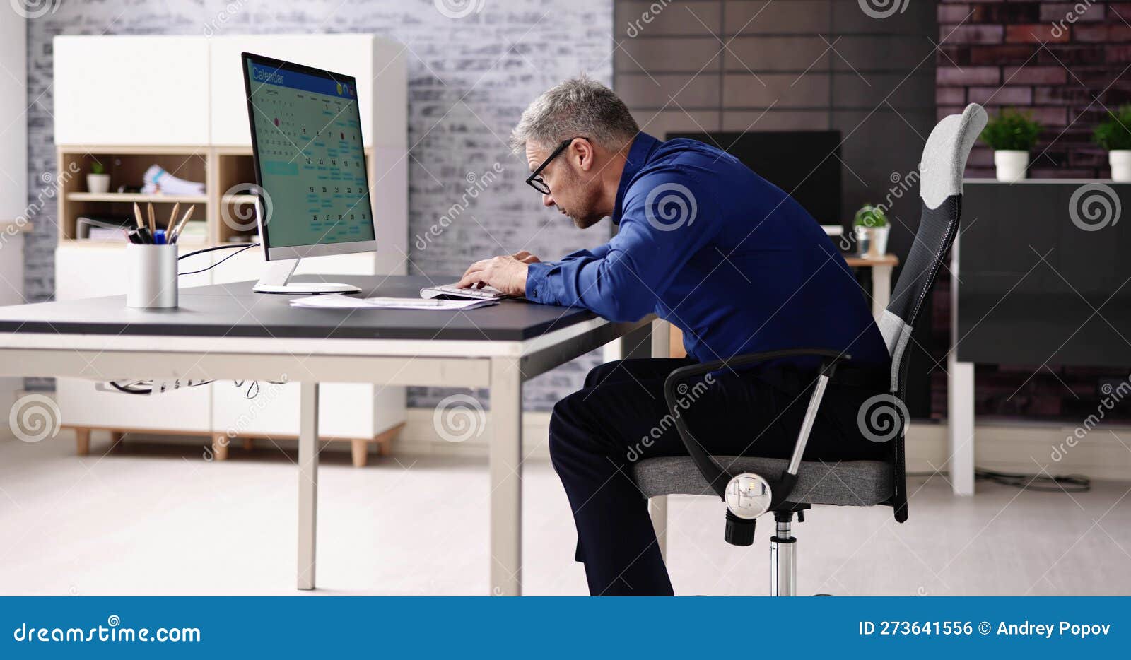 Bad Posture Sitting in Office Chair Stock Photo - Image of corporate ...