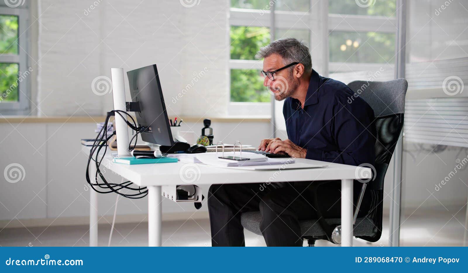 Bad Posture Sitting in Office Chair Stock Photo - Image of working ...