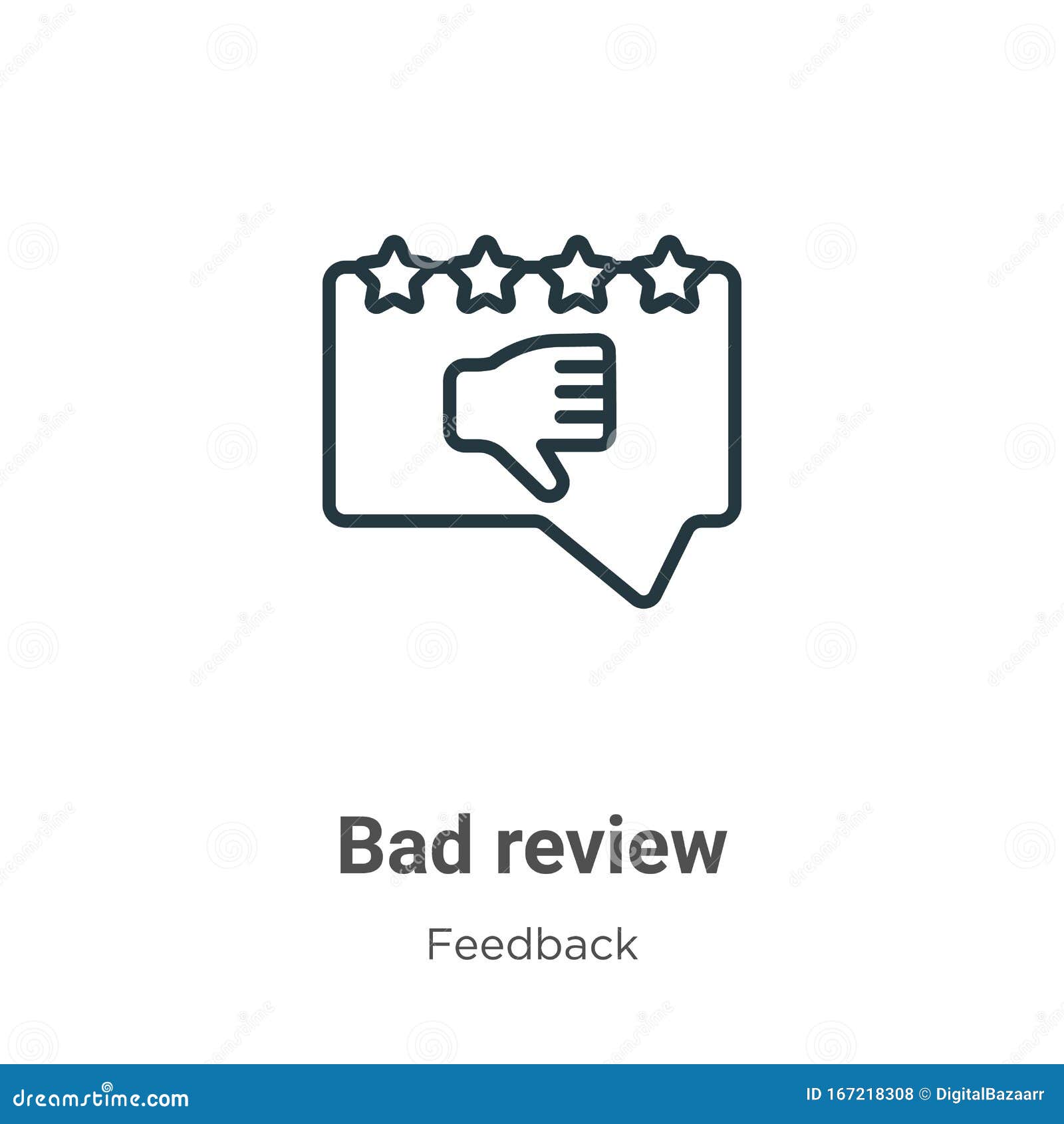 Bad Review Outline Vector Icon. Thin Line Black Bad Review Icon, Flat ...