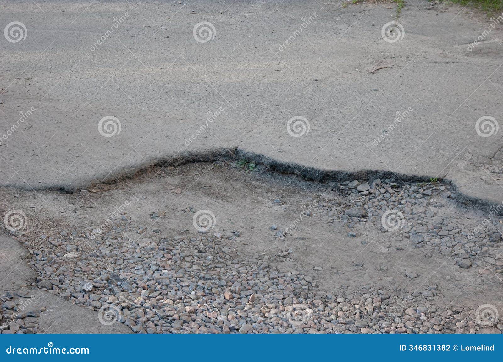 Bad road: broken asphalt stock photo. Image of deserted - 346831382