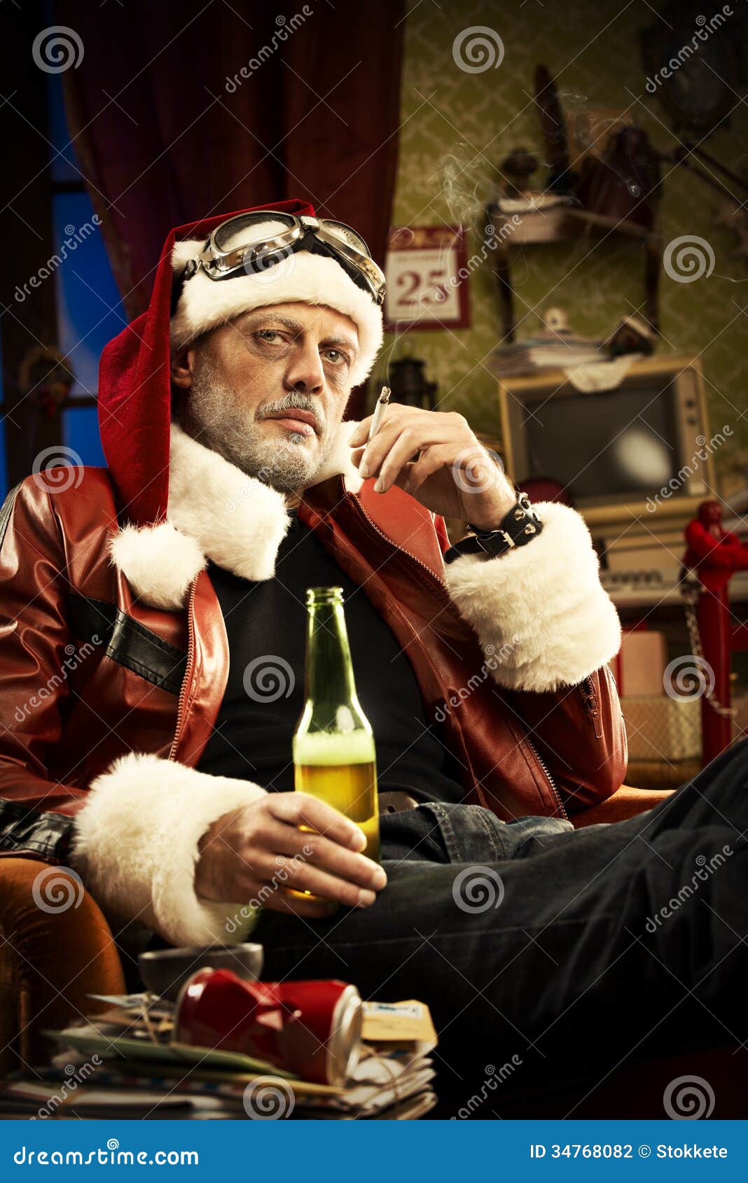 Bad Santa stock photo. Image of portrait, casual, christmas - 34768082