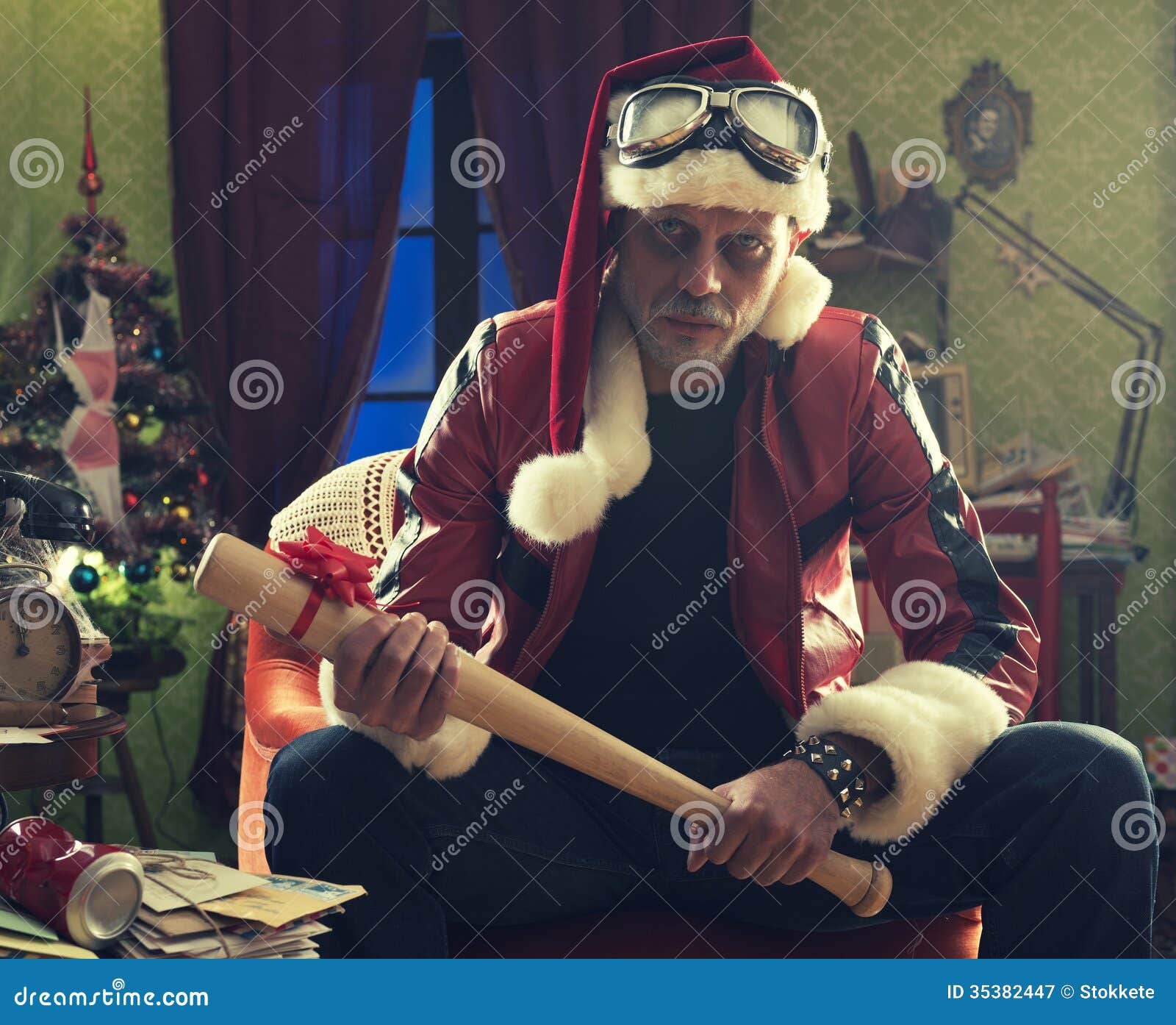 Bad Santa stock image. Image of holidays, fashioned, expressing - 35382447