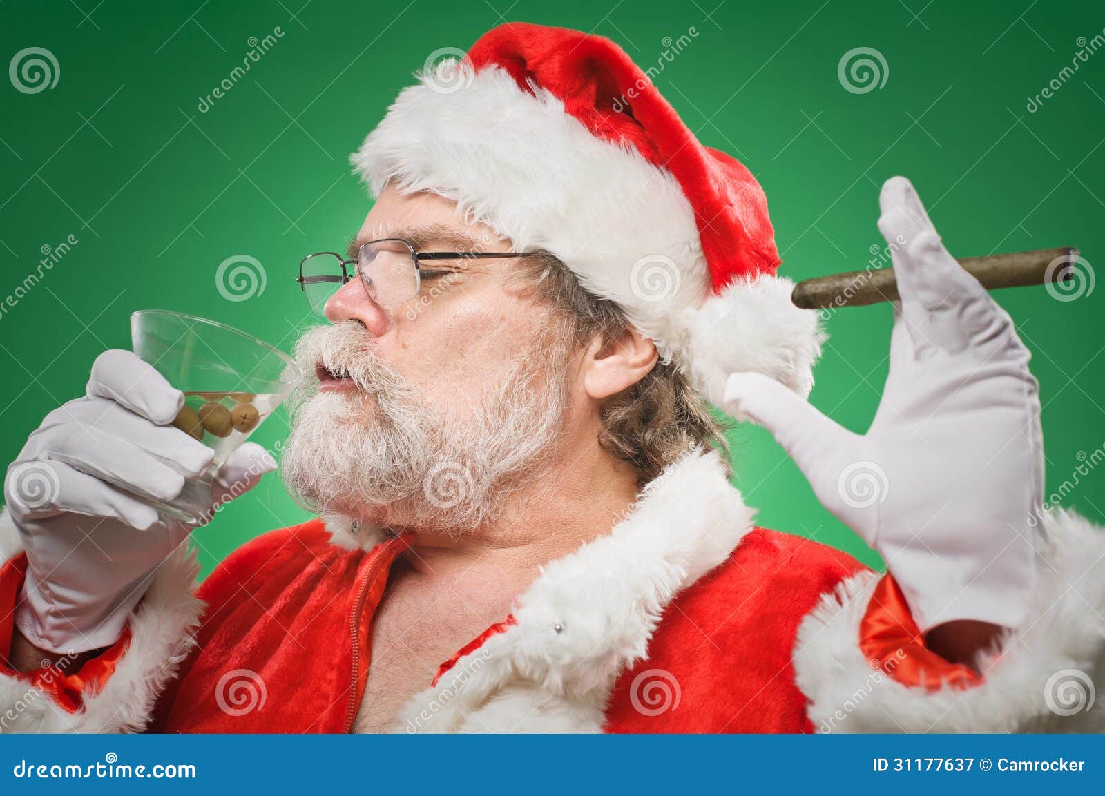 Bad Santa with a Martini and Cigar Stock Image - Image of alchoholism ...