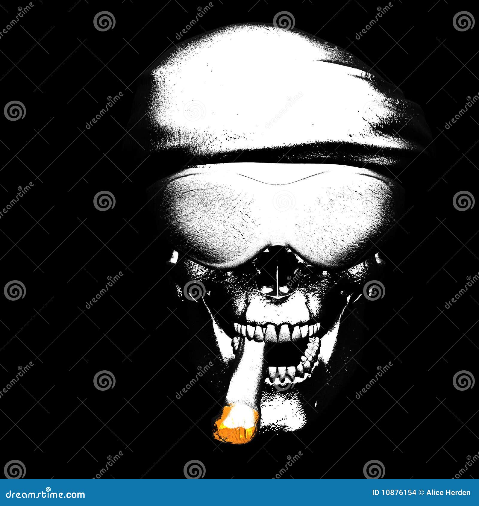 Bad Skull with Cigar stock illustration. Illustration of gothic - 10876154
