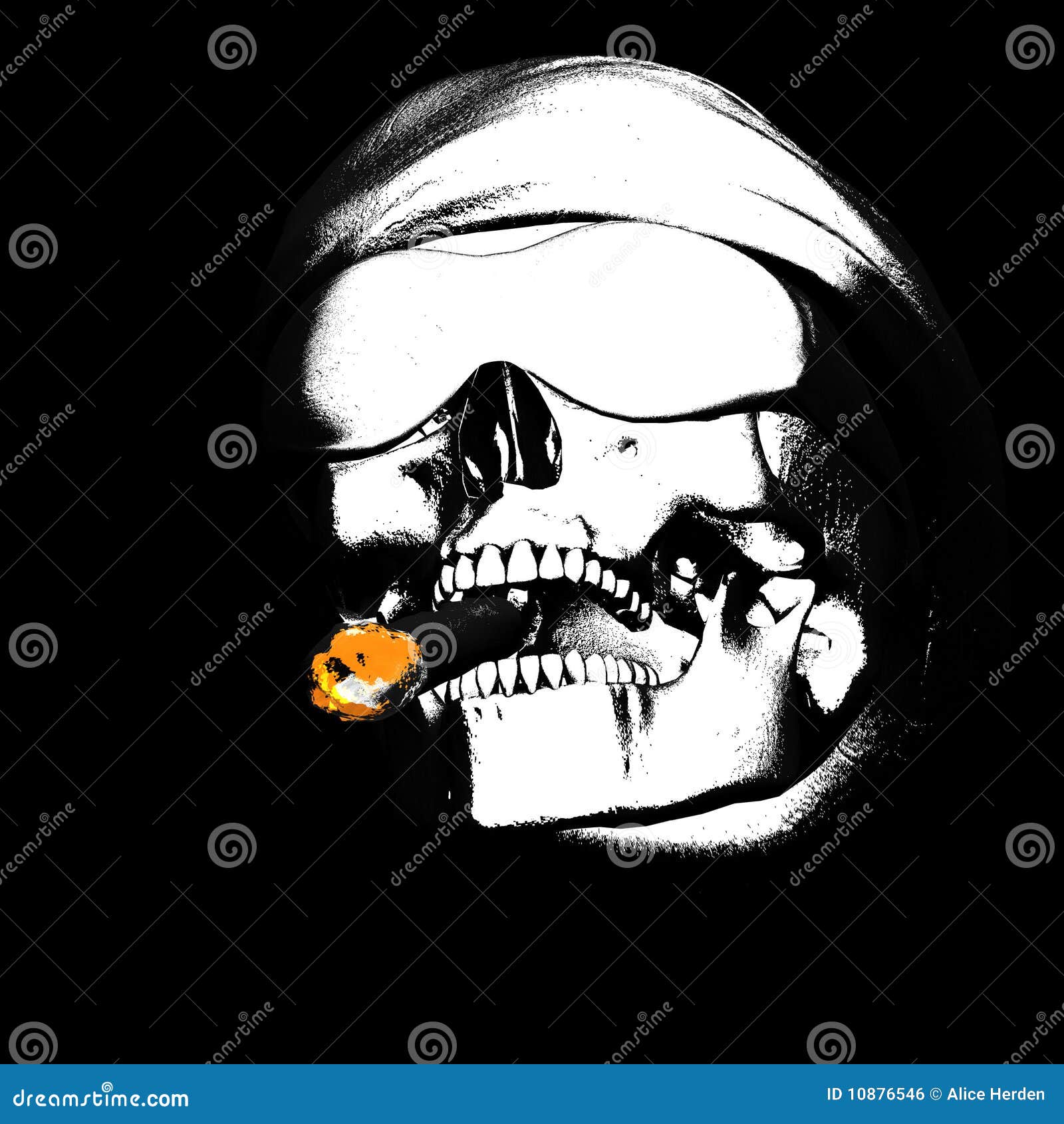 Bad Skull with Cigar stock illustration. Illustration of cool - 10876546