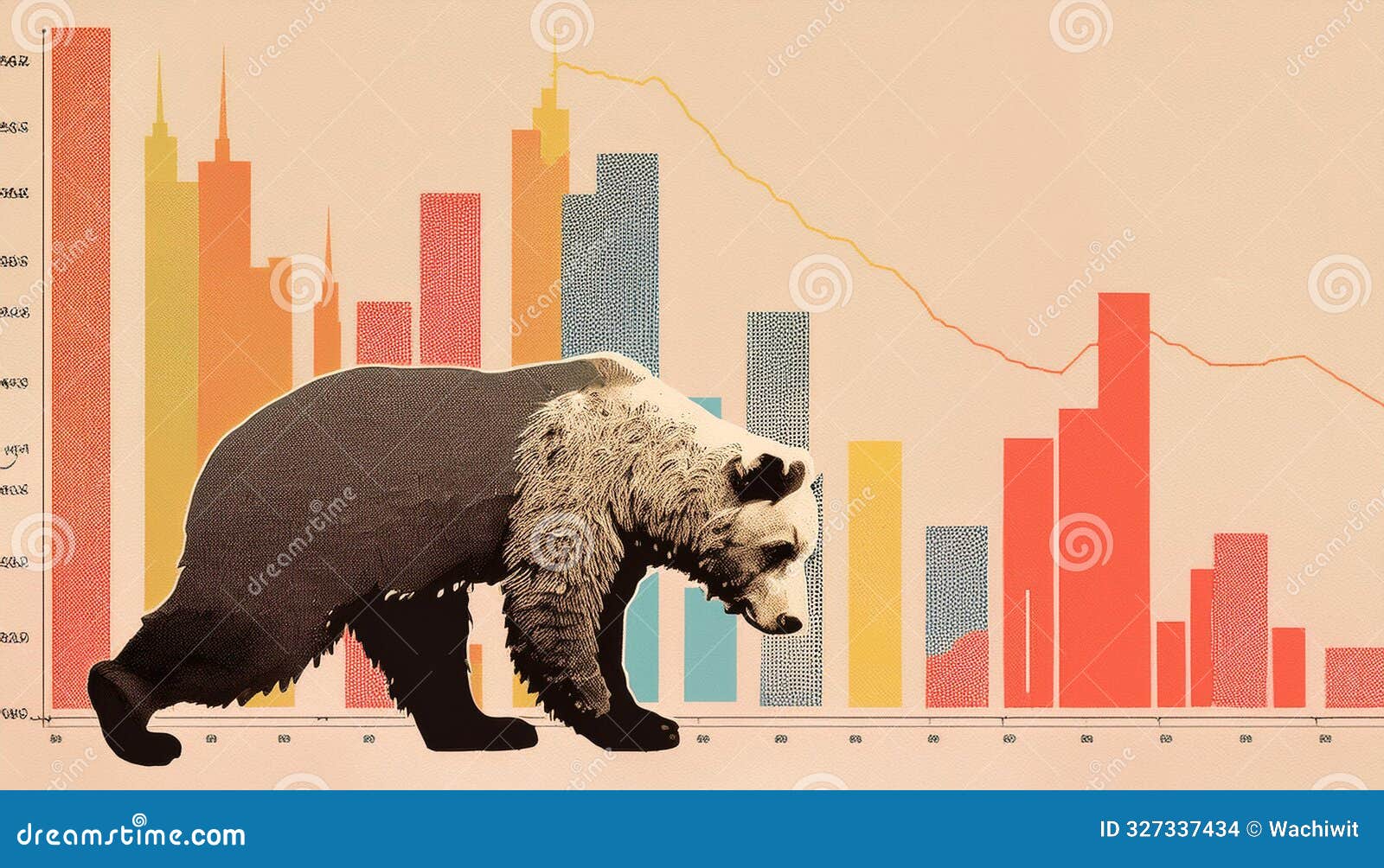 Bad Stock Market Chart and Sad Bear Stock Illustration - Illustration ...