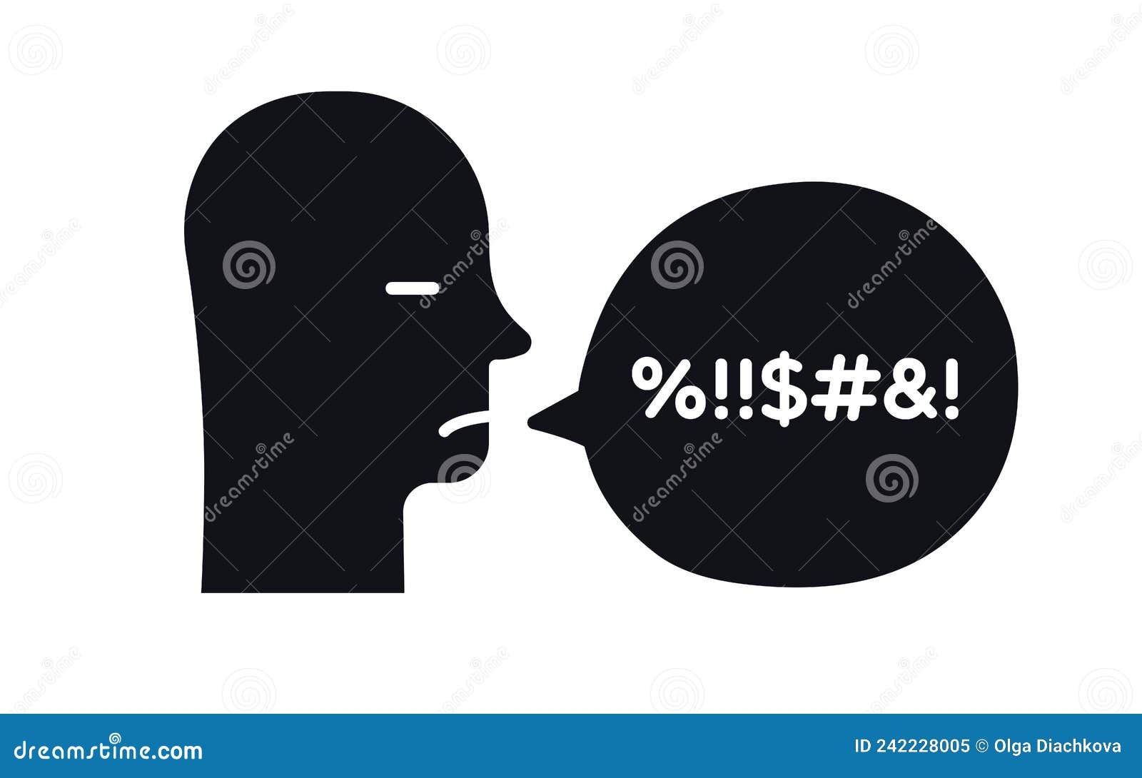 Bad Swear Talk Man with Bubble Stock Vector - Illustration of ...