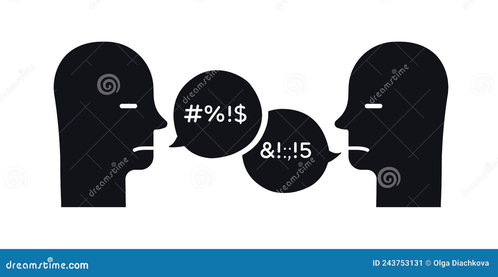Bad Swear Talk Speech Bubble Two Person Stock Vector - Illustration of ...