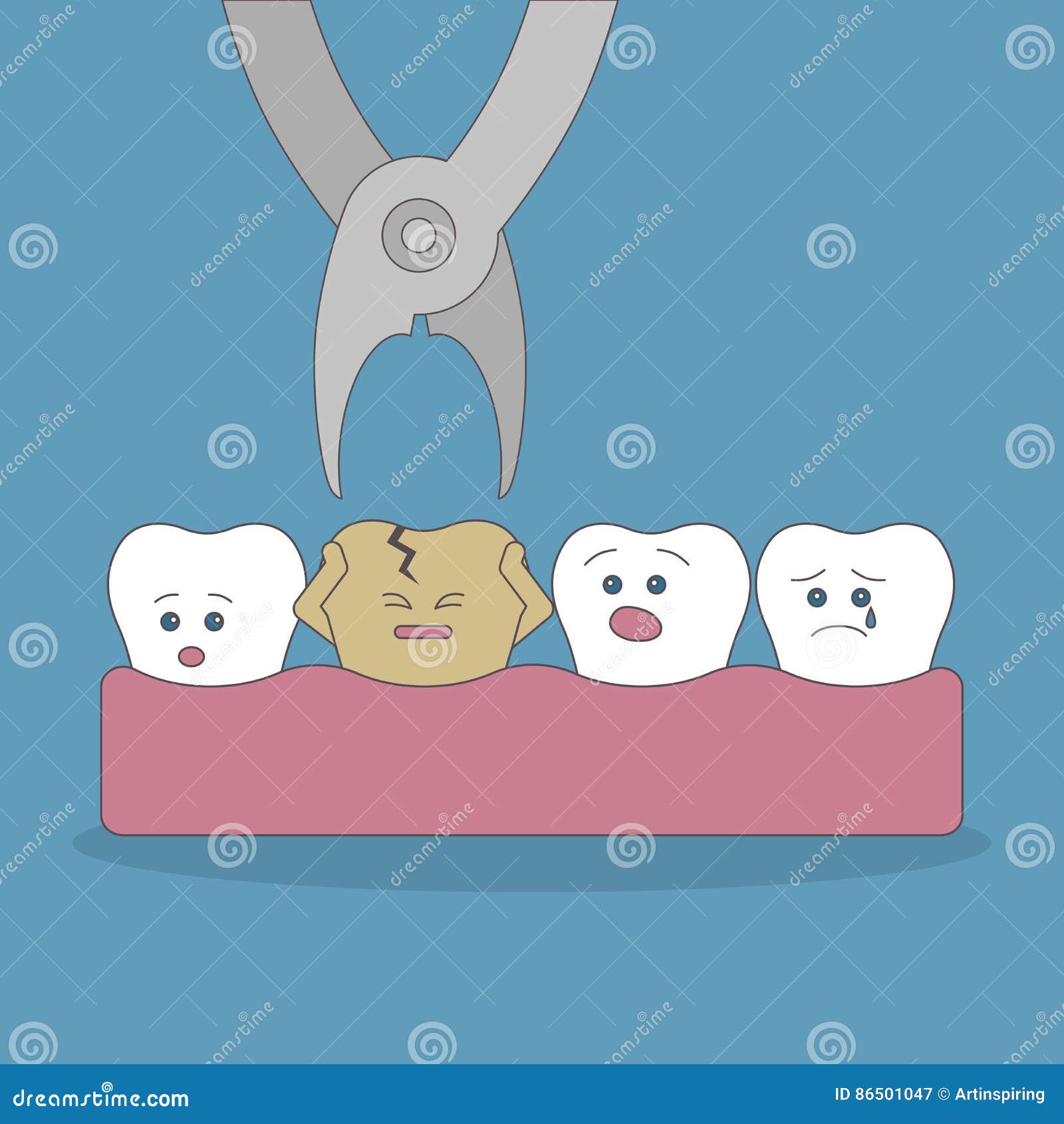 Tooth Extraction LineColor Cartoon Vector | CartoonDealer.com #123723251