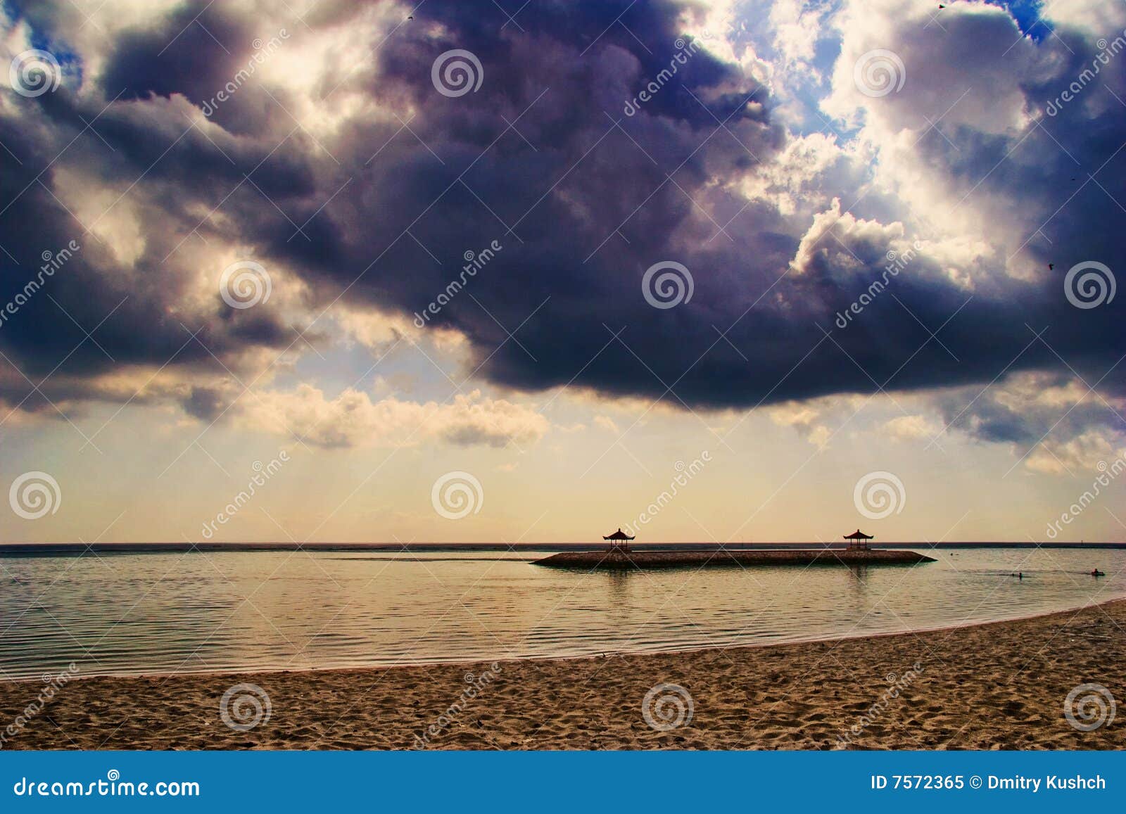 Bad Weather Around Tropical Beach Stock Image - Image of bench, clear ...