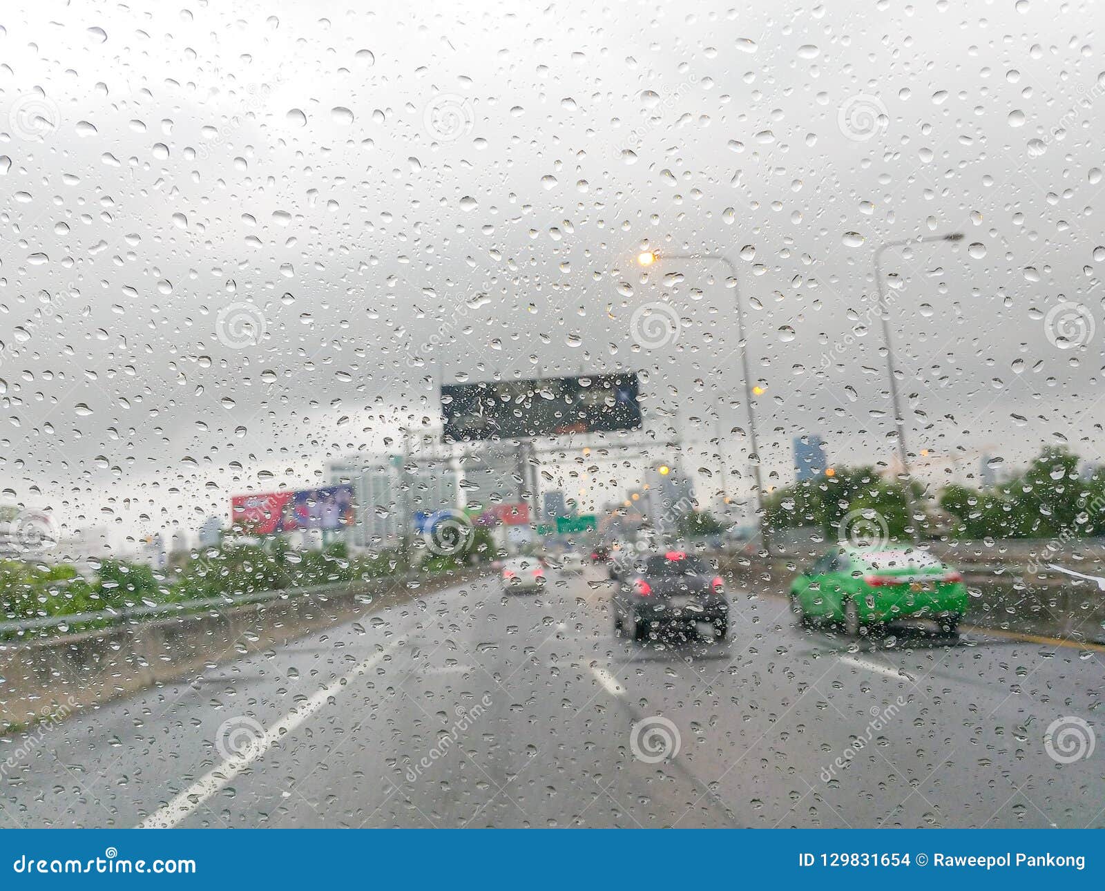 Bad Weather Driving Traffic Jam on an Expressway Motion Blur Stock ...