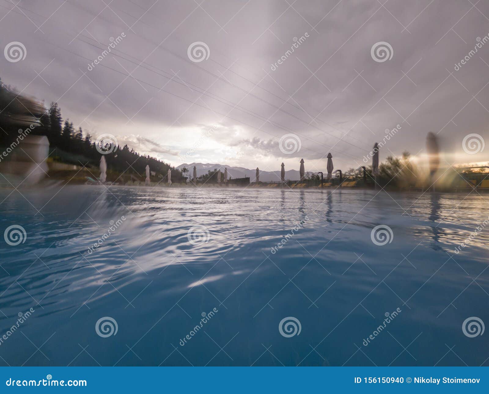 Bad Weather Over a Big Swimming Pool Stock Photo - Image of exterior ...