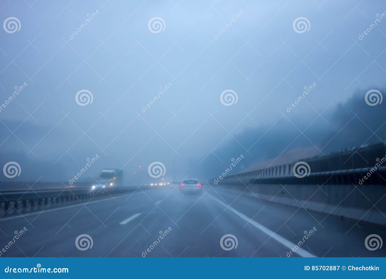 Bad weather on the road stock image. Image of conditions - 85702887