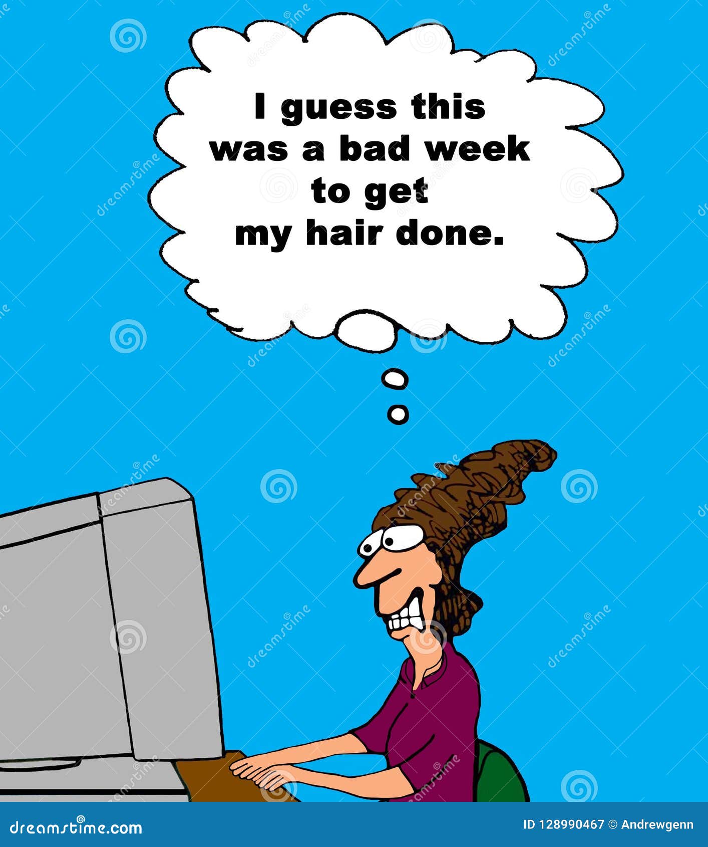 Bad week to get hair done stock illustration. Illustration of humor ...