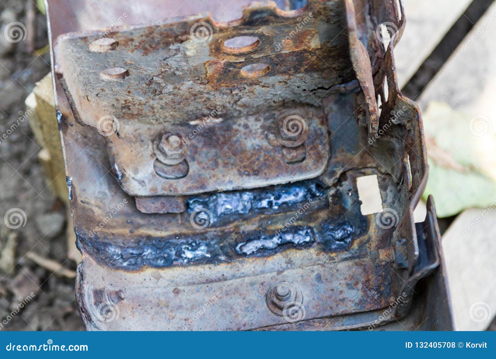 Bad weld on rusty metal stock photo. Image of dross - 132405708