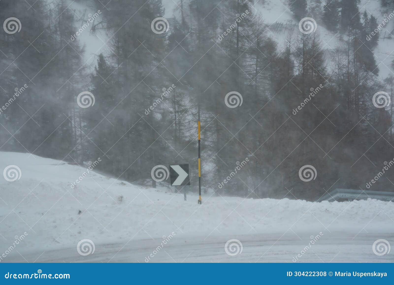 Bad Winter Weather in Mountains, Winter Road Stock Photo - Image of ...