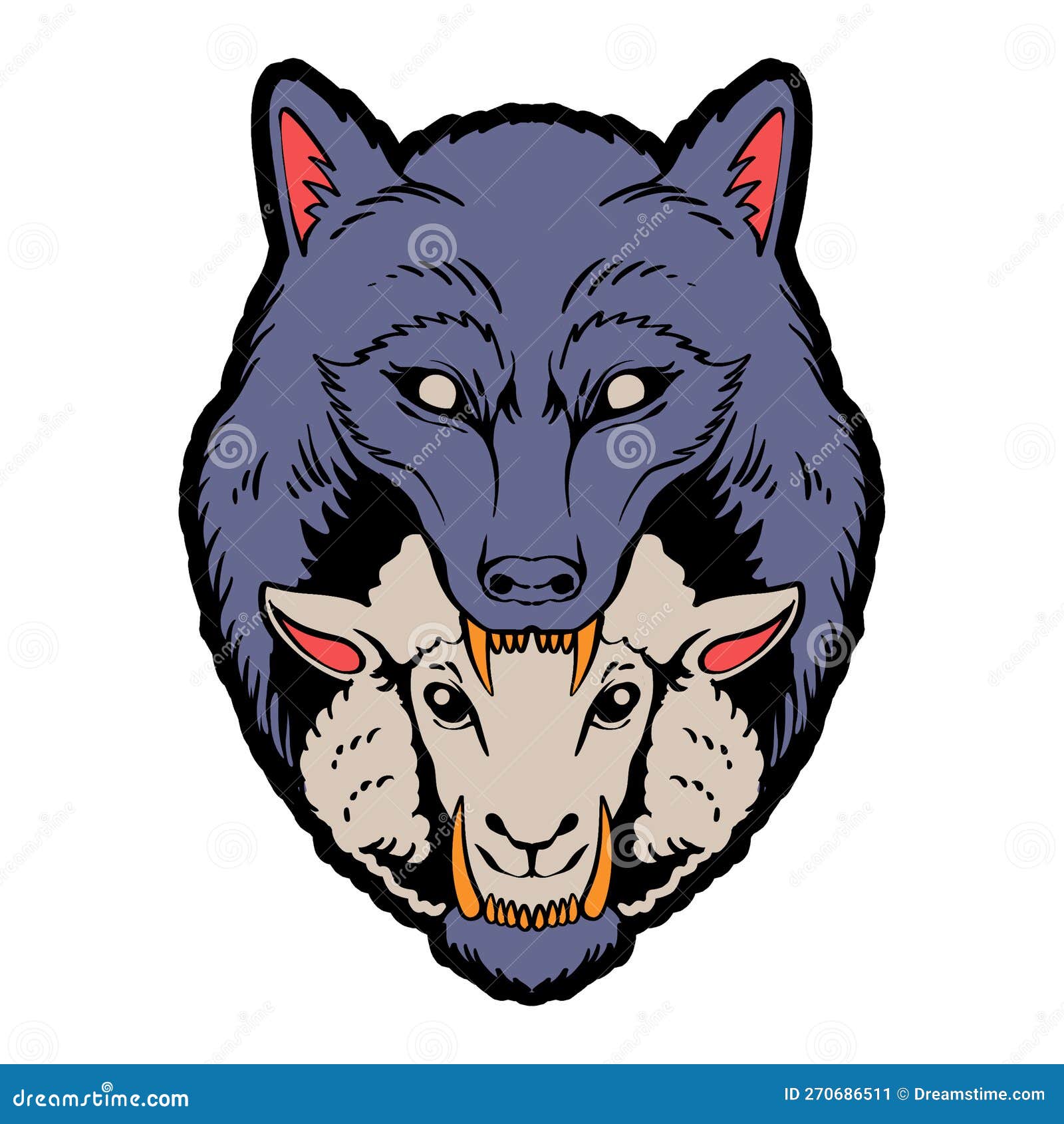 Wolf Lamb stock illustration. Illustration of face, wolf - 270686511