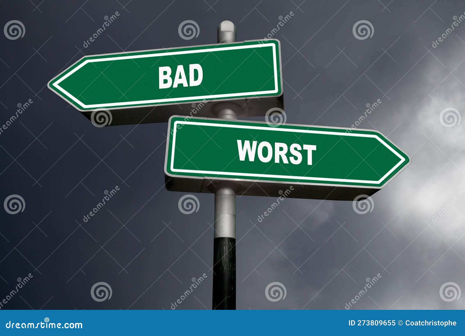 Bad or Worst - Direction Signs Stock Image - Image of cloud, symbol ...