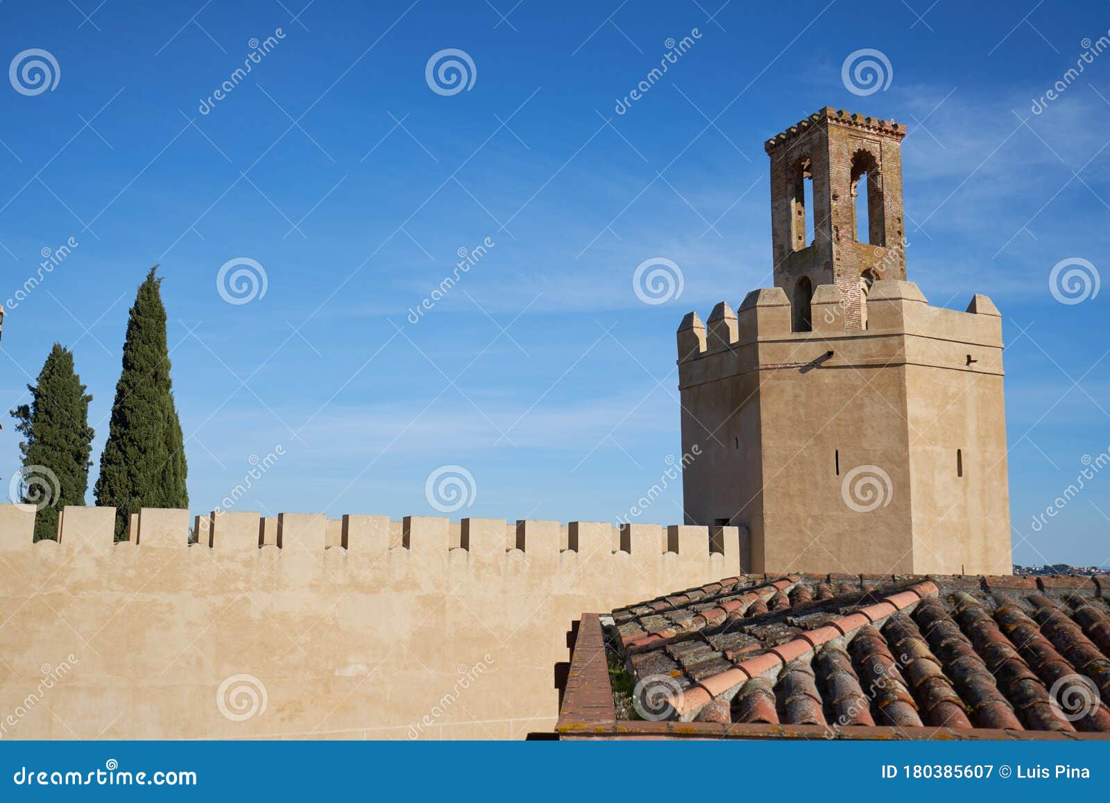 Badajoz Beautiful Arabic Castle Tower in Spain Stock Image - Image of ...