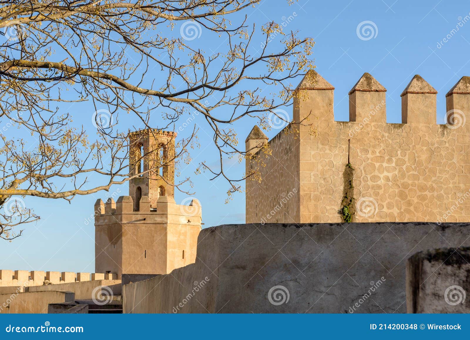Badajoz Fortress Surrounded by Trees Under the Sunlight and a Blue Sky ...