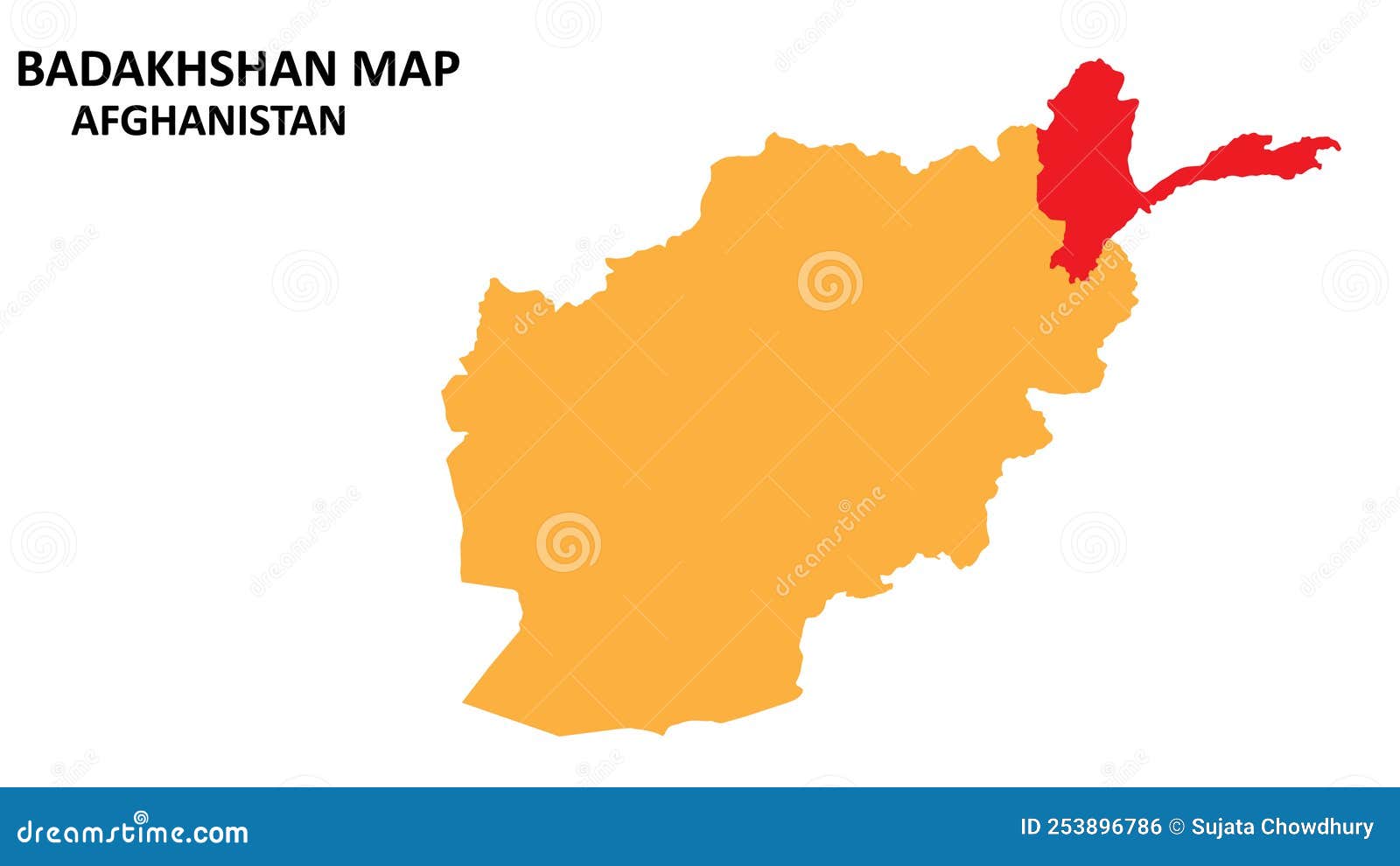 Badakhshan State and Regions Map Highlighted on Afghanistan Map Stock ...